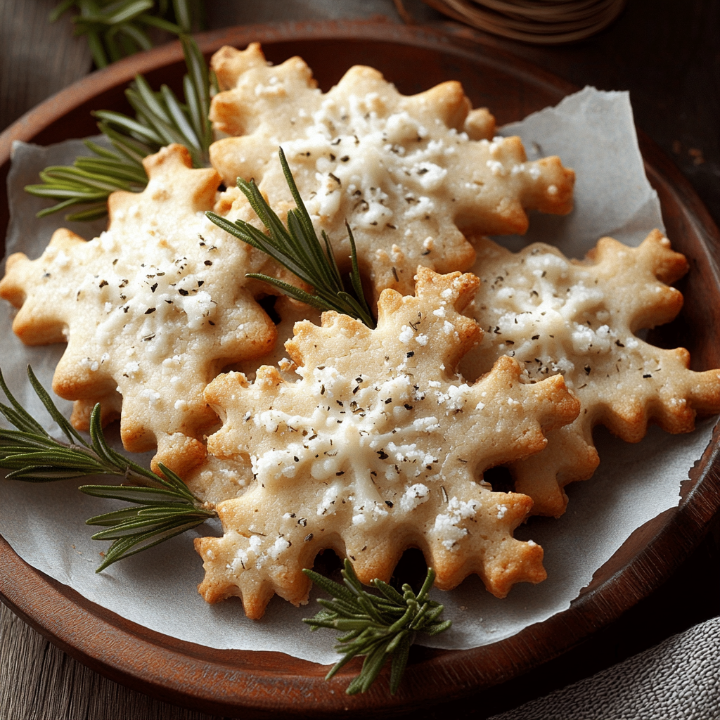 Savory Rosemary-Parmesan Snowflake Cookies