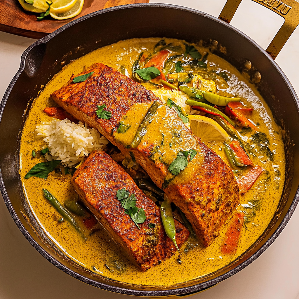 Caribbean-style Coconut Curry Salmon